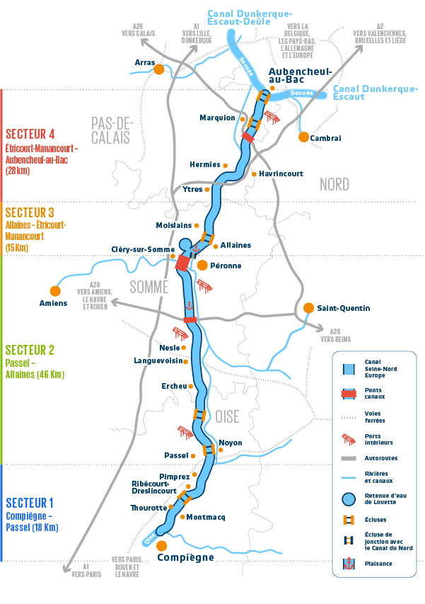 Map of the Canal - Canal Seine-Nord Europe