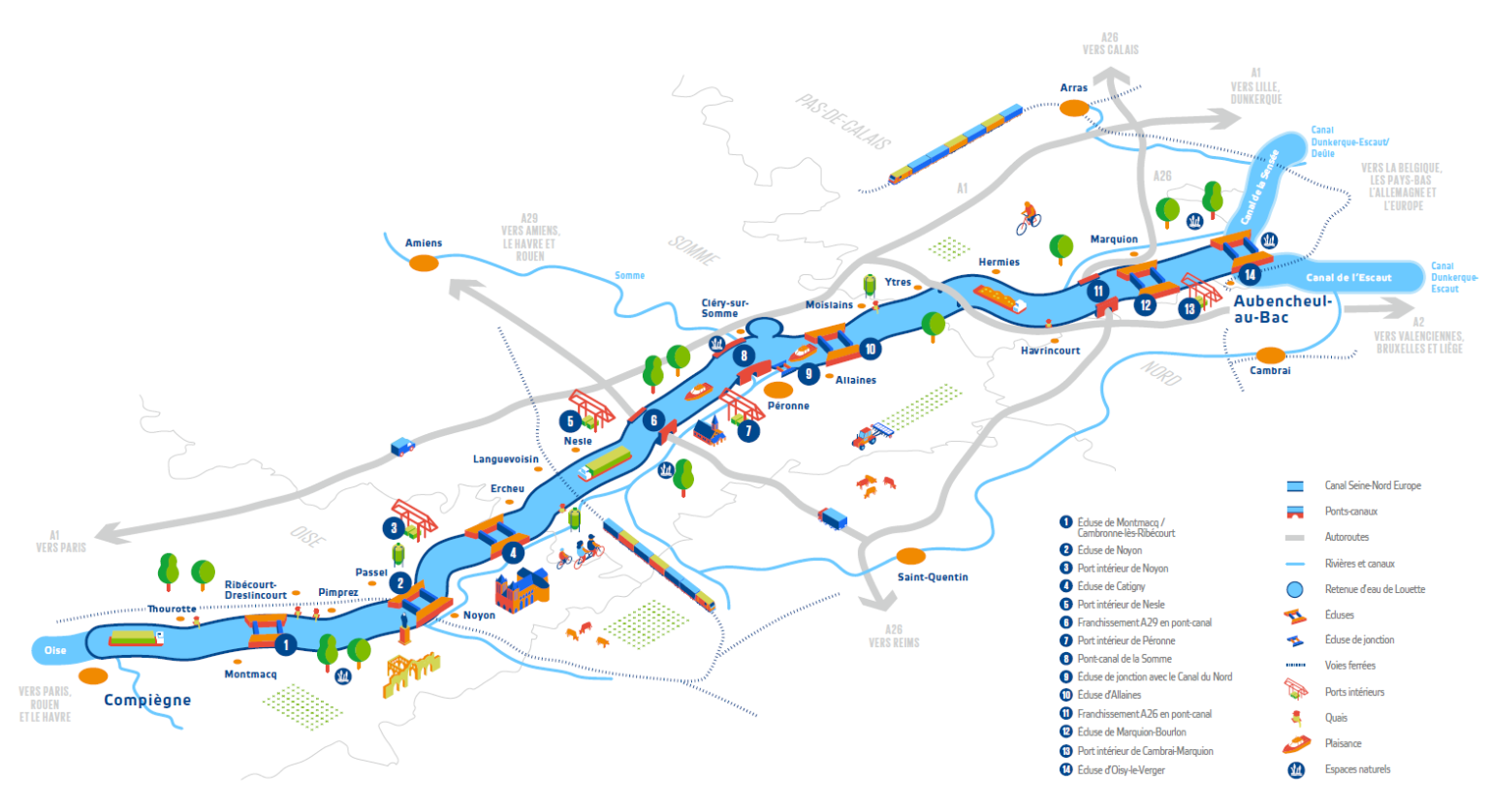 Map of the Canal - Canal Seine-Nord Europe